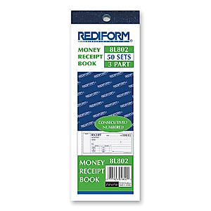Rediform-Blueline 2-3/4" X 7" Carbonless Triplicate Money Receipt Book (8L802)