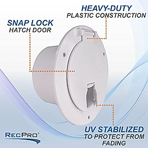 RecPro RV Camper Trailer Motorhome Power Cord Hatch/Cover (White) | Made in America