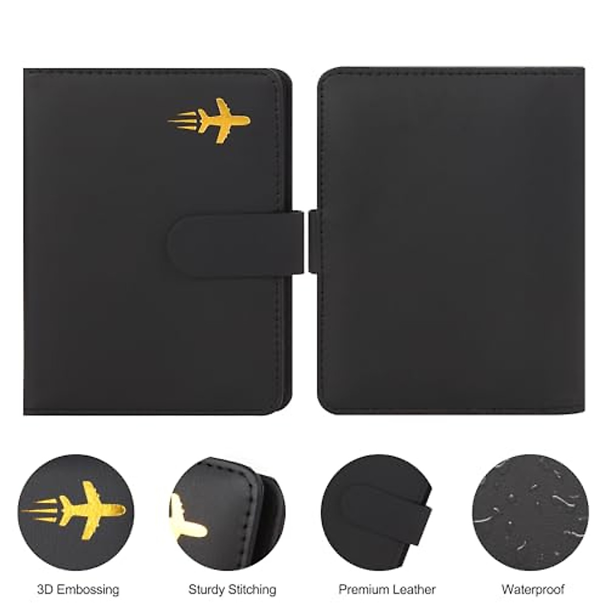 FACATH Premium Leather Passport Cover, RFID Blocking Travel Wallet for Men, Women & Family - Cruise Accessories (Black)