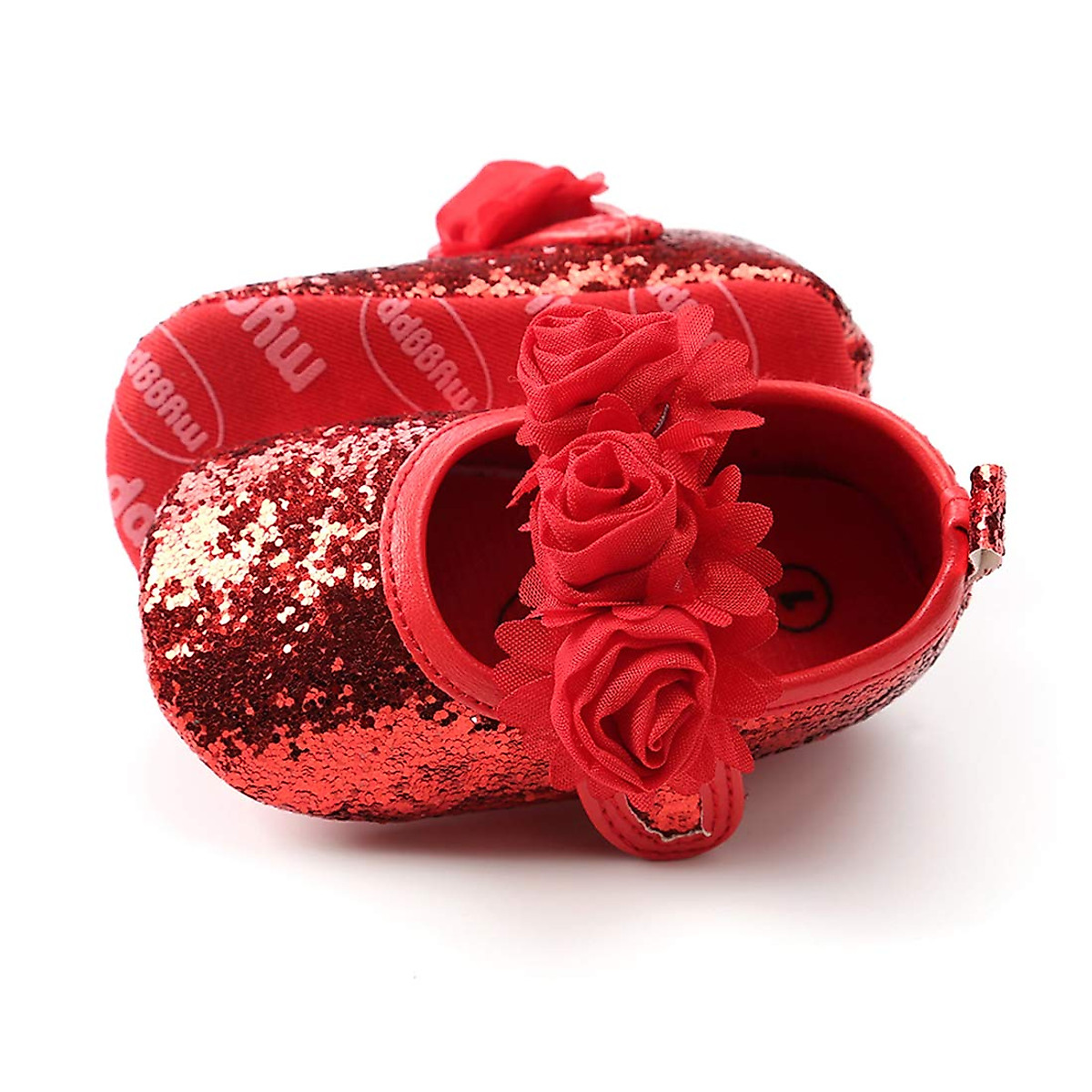 OAISNIT Baby Girl Mary Jane Flats Sparkly Soft Infant Princess Dress Crib Shoes with Headband