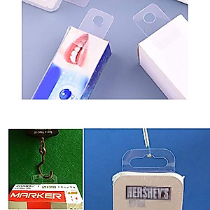 200 Pieces Plastic Hanging Tab Baffo Clear Self-Adhesive Hang Tabs Tags Hooks Display Card for Store Retail Display, 2 Shapes(Round Hole and Slot Hole, 0.4 mm Thickness)