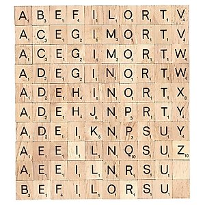 DSYJ Domino & Tile Games, Wood Letter Tiles, Scrabble Letters for Crafts - DIY Wood Gift Decoration - Scrabble Crossword Game Wood Color 400 Pcs