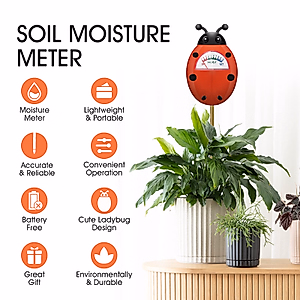 Soil Moisture Meter, Plants Moisture Meter, Gardening Tool Kits for Plant Care, Plant Water Monitor for Garden, Farm, Lawn Indoor & Outdoor Use, No Batteries Required