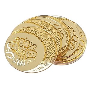 Abaodam Mirror Decor 10 Pcs Acrylic Eid Mubarak Resuable for Hajj Mubarak Festival Anniversary Party Celebration Decoration Supplies Golden Moon Decor