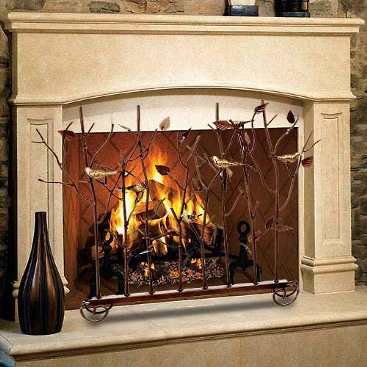 Minuteman International Birds Decorative Fireplace Summer Screen, Bronze 26 x 5 x 26 inches