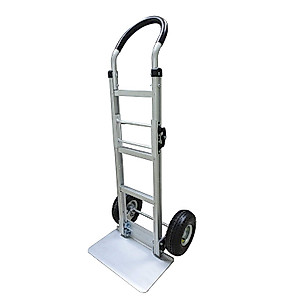Full Size Aluminum Folding Hand Truck / Dolly Extra Large Nose Plate with 10" Hard Rubber Tires.