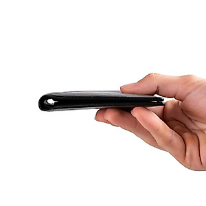 DiLoro Men's Slim Minimalist Bifold Genuine Full Grain Real Buffalo Leather with RFID Double Money Long Pocket and 8 cards (Dark Hunter Brown)