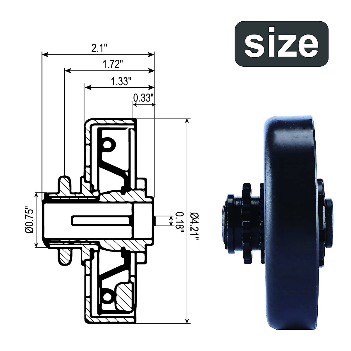BATONECO Centrifugal Clutch 3/4" Bore 10 Tooth with #40/41 420 Chain Fits for predator 212CC 2-6.5 HP Small Engine, Commonly used on Go Karts Mini Bike and Fun Kart Lawnmower