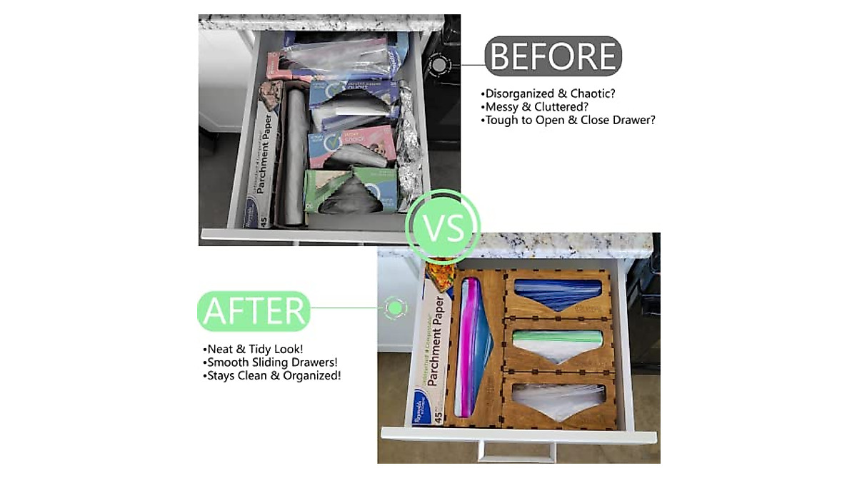 Bozactory Plastic Bag Organizer - Stylish Kitchen Drawer Storage