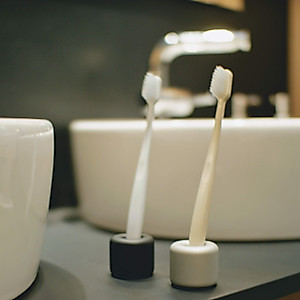 Mudai Aluminum Toothbrush Holder Stand, Pack of 2 (Matte Black)