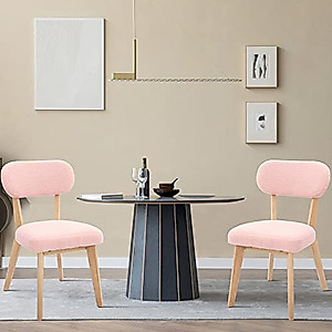 CangLong Mid Century Modern Velvet upholstered Dining Chairs with Wood legsWood, Dining Chairs, Set of 2, Pink