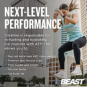 Beast Sports Nutrition Creature - 180 Vegetable Capsules - 5 Forms of Creatine + Creatine Optimizers - Improve Strength, Muscle Tone, Endurance, Recovery & Energy Production - 60 Servings