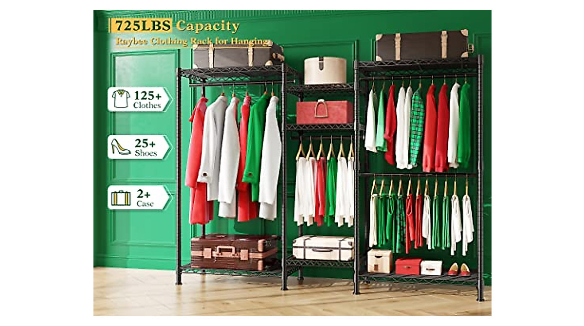 Heavy Duty Clothing Rack - 725LBS Capacity | Raybee Wardrobe Organizer