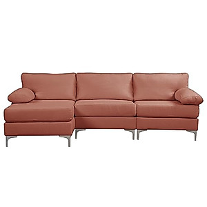 Casa Andrea Milano Luxury Modern Large Boucle L-Shape Sectional Sofa, with Extra Wide Chaise Lounge Couch