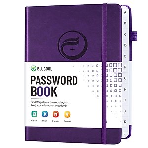 Password Book with Alphabetical Tabs, Hardcover Password Keeper, Password Notebook Organizer for Computer and Internet Address Website Login, Gifts for Home and Office, 4.4''x 5.8''- Purple