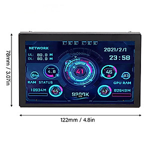5 Inch USB Mini Screen AIDA64, Computer Temperature Monitor Display, PC CPU GPU Data Monitor, 360 Degree Rotation, Computer Case Secondary Screen
