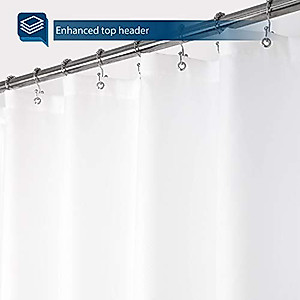 Barossa Design Waterproof Fabric Shower Curtain Liner Microfiber 70" W x 72" H - Hotel Quality, Machine Washable, White Shower Liner for Bath Tub, 70x72 Inches