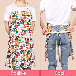 CRJHNS Cute Apron with 2 Pockets for Women, Adjustable Neck Strap and Long Waist Ties Cotton Cooking Baking Apron, Use as a Kitchen and Chef Apron, Artist or Garden Apron (Cupcake)