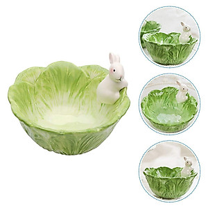 Rabbit Pattern Bowl Easter Candy Bowl Cute Cabbage Shaped Bowl Cartoon Ceramic Bowls Salad Bowls Soup Bowls Rice Bowls Snack Appetizers Nut Dish Easter Table Decor Gift