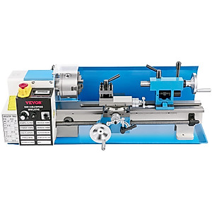 VEVOR Mini Metal Lathe, 7"x14", 550W Variable Speed 2250 RPM Metal Lathe, with 3-jaw Chuck Mini Lathe Machine Benchtop Metal Lathe Digital Display for Metal Turning