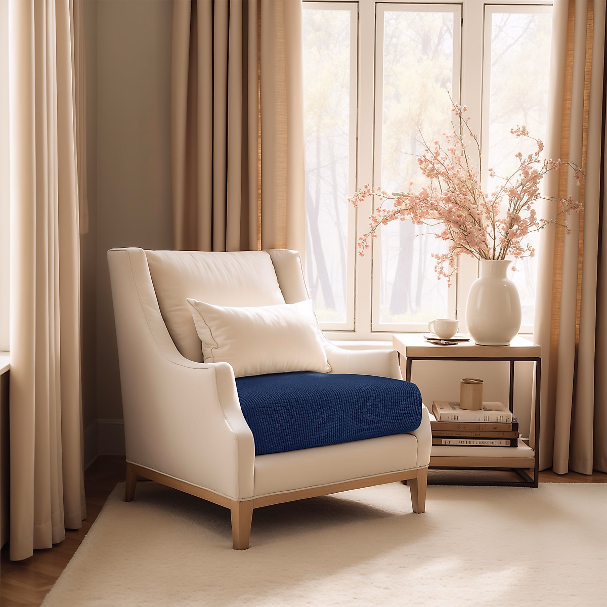 SUBRTEX Couch Slipcover RV Seater Slip Loveseat Stretch Durable Sofa Cushion Cover Spandex Elastic Furniture Protector for Settee Seat for Replacement in Livingroom, Small, Navy