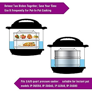 Aozita Stackable Steamer Insert Pans with Sling for Instant Pot Accessories 6/8 qt - Pot in Pot, Baking, Casseroles, Lasagna Pans, Food Steamer for Pressure Cooker, Upgrade Interchangeable Lids