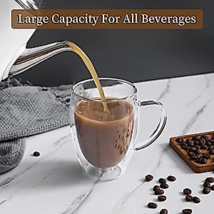Douria Double Walled Glass Coffee Mugs, Clear Espresso Cups, Coffee tea Mugs Set, Iced Coffee Cup, Glass Mugs for Hot Beverages, Premium Glasses Set, Each 350ml (12Ounces./Set of 2)