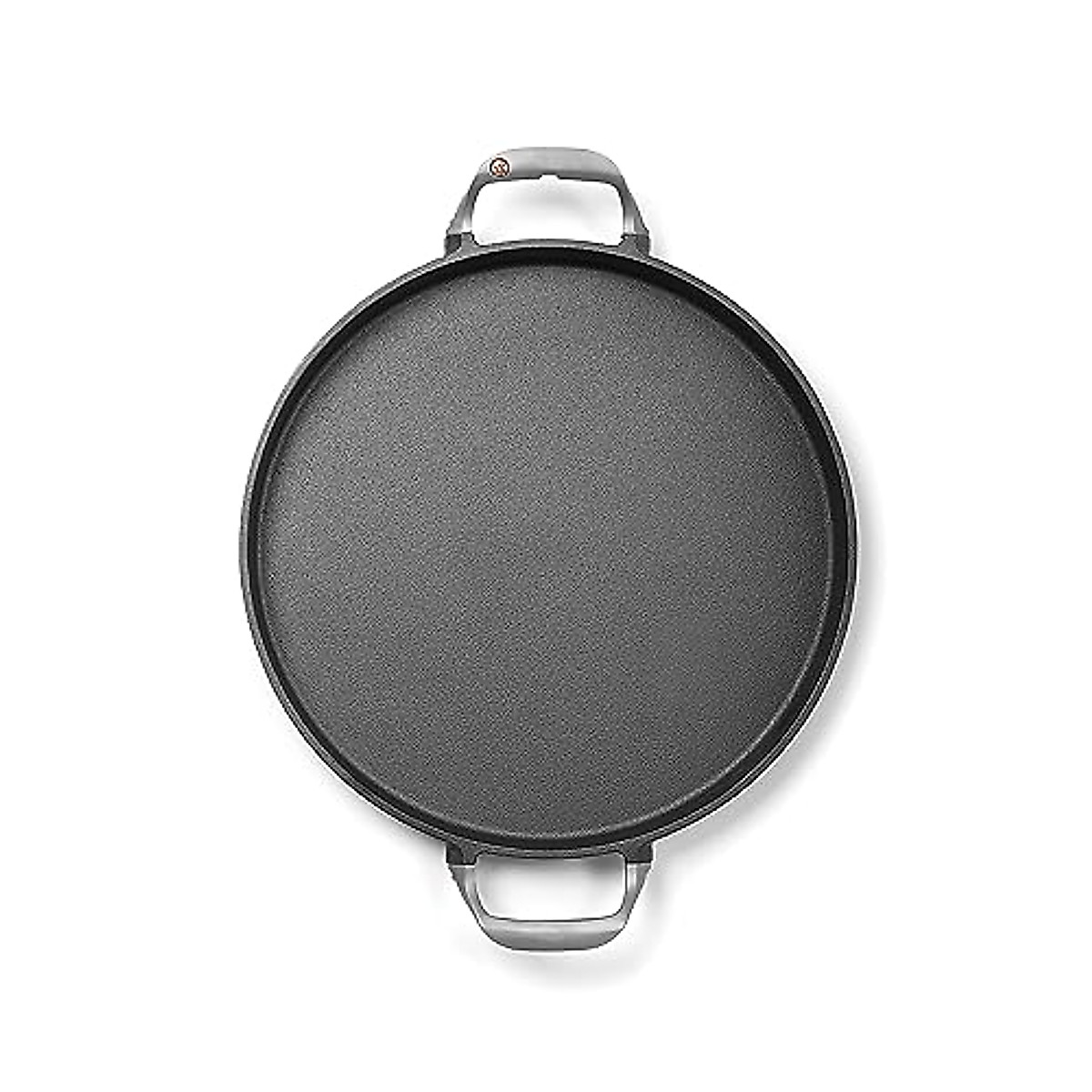 Outset Grill Paella and Deep Dish Pizza Pan, Cast Iron BBQ Pan with Handles, 18.15” x 14.11” x 1.25"