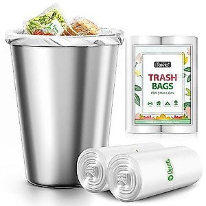 2.6 Gallon 60 Counts Strong Trash Bags Garbage Bags by Teivio, Bathroom Trash Can Bin Liners, Small Plastic Bags for home office kitchen (Clear)