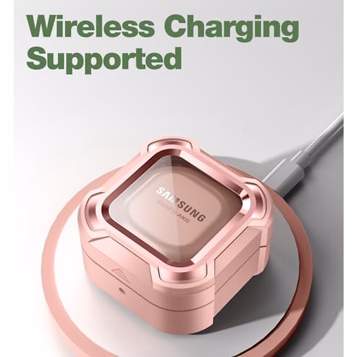 Dexnor Compatible with Samsung Galaxy Buds 2 Pro Case(2022)/Galaxy Buds 2 Case(2021)/ Galaxy Buds Live Case(2020)/ Galaxy Buds Pro Case(2021) Clear Hard PC & Silicone 360 Full Body Case- Pink