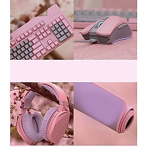 Feilx Gaming Keyboard and Mouse Combo, Pink Gaming Mechanical Keyboard Gaming Gaming Mouse Headset Mouse pad Keyboard and Mouse Set, Set (Color : Pink)