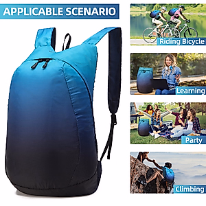 TurnWay Ultra lightweight Water Resistant Packable Backpack, Foldable Hiking Daypack for Travel Camping Cycling Outdoor for Women and Men (Blue)