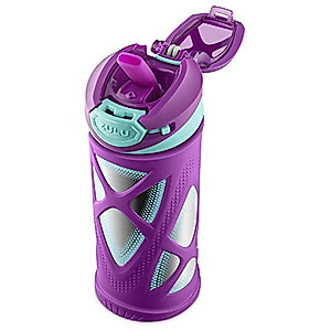 Zulu Echo BPA-Free Vacuum Insulated Stainless Steel Water Bottle with Flip Straw, Purple, 12 oz.