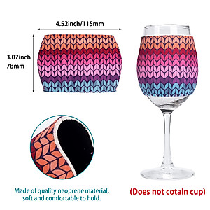 PAGOW 6pcs Wine Glass Sleeve, Identifiers for Standard Size White Wine Glass, Colorful Neoprene Insulator Protector for Wine Glass Ornaments Supplies (4.52x3.07inch, 6 Designs)