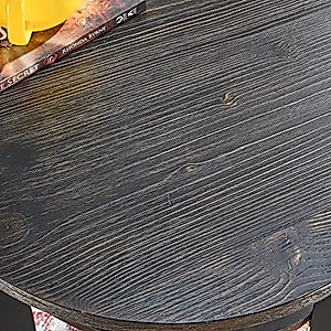 19.3” Round End Table with Storage shelf, Circular Rustic Sofa Side Table with Black Metal Leg, Solid Wood 2-tier Telephone Table, Nightstand, for Living Room Bedroom Entryway Brushed Black BZ2338BK