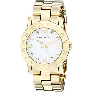 Marc by Marc Jacobs Amy Crystal Accented Gold-Tone Womens Watch MBM3056