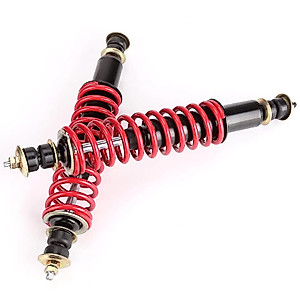 10L0L Front Rear Coil Over Shock Fits EZGO TXT Medalist 1994+ Newer Gas or Electric Golf Cart, Heavy Duty, Replaces OEM# 70928-G01 76418-G01, 2- Pack (Red Shocks)