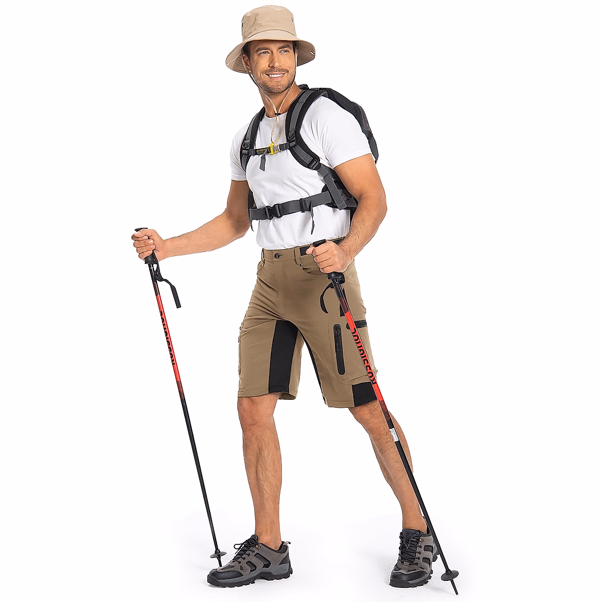 Hiauspor Men's Hiking Cargo Shorts Lightweight Quick Dry Stretch Casual Shorts for Golf Fishing Tactical Outdoor Bike Shorts (Khaki, X-Large)