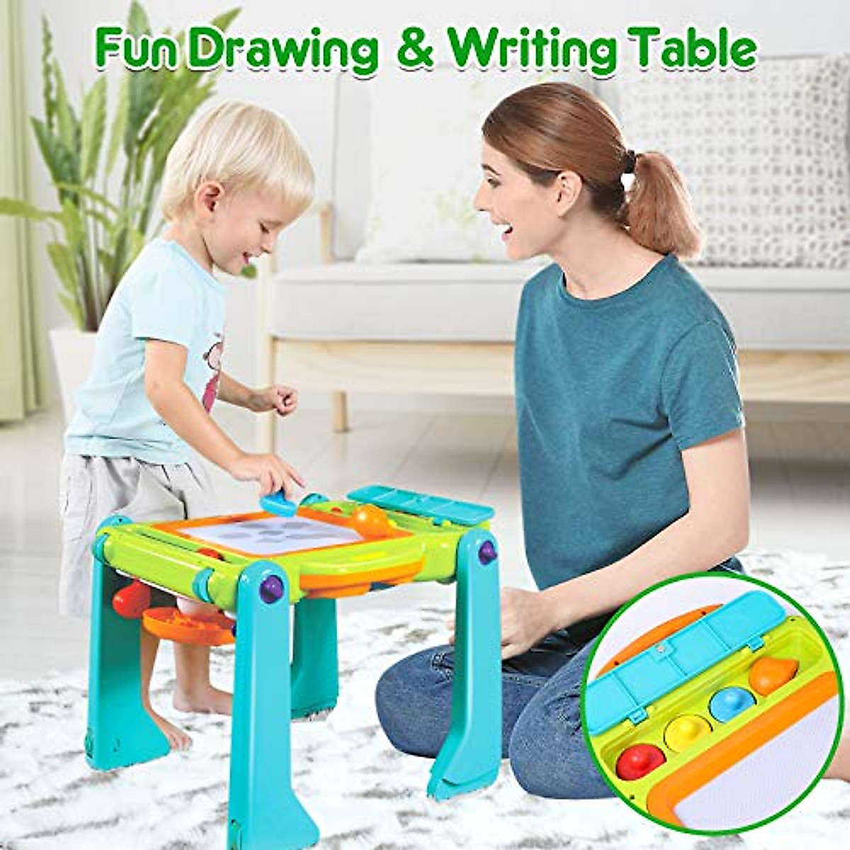 3-in-1 Baby Walker for Boy Girls Sit to Stand Toy Activity Center Drawing Board Infant Toys for 1 Year Old Birthday Gifts 9 12 18 Months 2 3 Year Old Kid Toddler Push Toy Musical Sound Light Effect