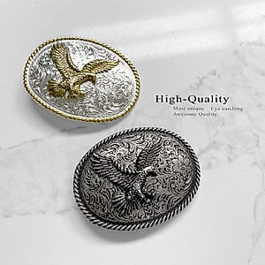 H8170 Western American Eagle Belt Buckle Fits 1-1/2"(38mm) Belt (Antique Silver)