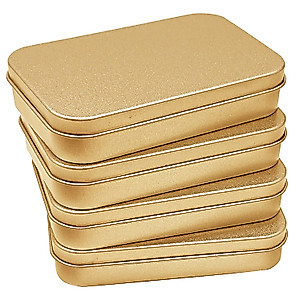 Axe Sickle 8 Pack Tin Box Containers 3.7 x 2.4 x 0.8 Inch Metal Tins Storage Box with Hinge Lids, for Home Storage, Outdoor Active Storage Containers, Home Organizer Small Tins, Gold