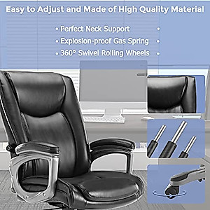 Office Chair, Ergonomic High Back Computer Chair Height Adjustable Desk Chair with Adjustable Built-in Lumbar Support, Black