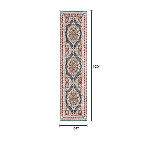 Unique Loom Baracoa Collection Area Rug - Regla (2' 7" x 10' Runner, Turquoise/ Ivory)