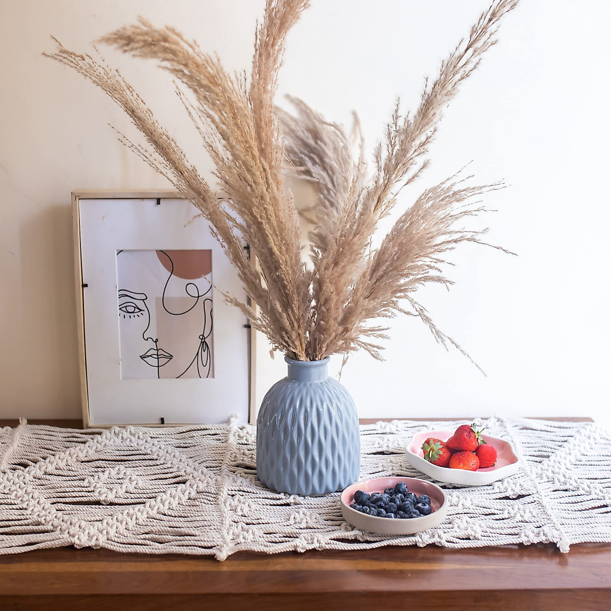 Folkulture Macrame Table Runner 13 x 100 Inches for Farmhouse, Boho Table Runner for Bohemian Rustic Wedding Dining Table, 100% Cotton, White Table Runner, Off White