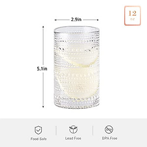 SUNNOW 12 Ounce Raindrop Glass Cup,Iced Tea Glasses for Water, Beverage,Juice, Wine,Beer and Cocktail,8 Pack (Clear)