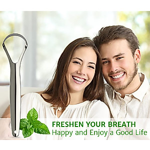 Stainless Steel Tongue scraper for Adults and Kids, Fights Bad Breath, 2 Pack Tongue Cleaner with Travel Case, Great for Oral Care, Non-Synthetic Metal Handle, Easy to Clean