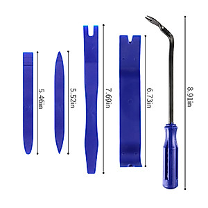 LivTee 5 pcs Auto Trim Removal Tool Kit, No Scratch Plastic Pry Tool Kit - Interior Door Panel Clip Fastener Removal Set for Vehicle Dash Radio Audio Installer (Blue)