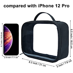 ANRUI TSA Approved Toiletry Bag With Handle Strap, Clear Travel Liquids Toiletries & Cosmetics Organizer Carry-On Luggage for Women and Men Black 3 Pack (Same Size)