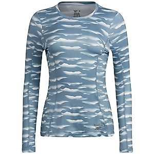 Reebok Women's Performance Thermal Shirt - Athletic Base Layer Long Sleeve Shirt (S-XL), Size X-Large, Ashley Blue Print