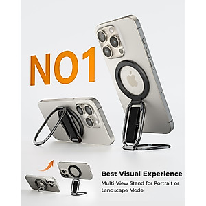 [2025 Newest] SUPERONE for MagSafe Phone Grip for MagSafe Kickstand Compatible with MagSafe Finger Loop, 4-in-1 Phone Ring Holder Strap for MagSafe iPhone 16/15/14/13/12 Series